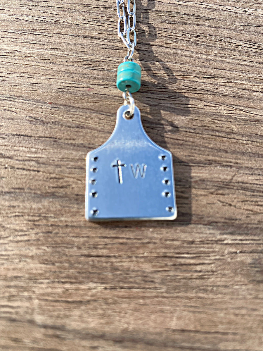 Cow Tag Stamped Initial Necklace – GenzCreations